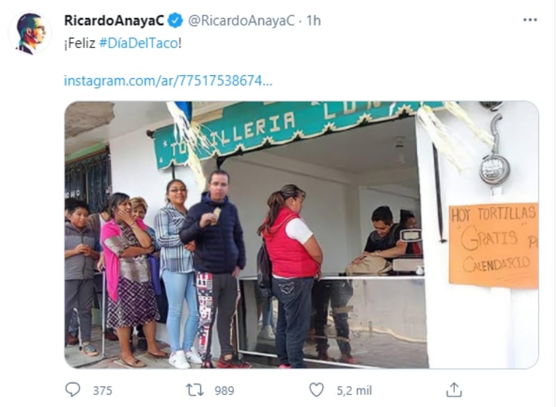 Ricardo Anaya es criticado tras presumir meme en el Día del Taco ...