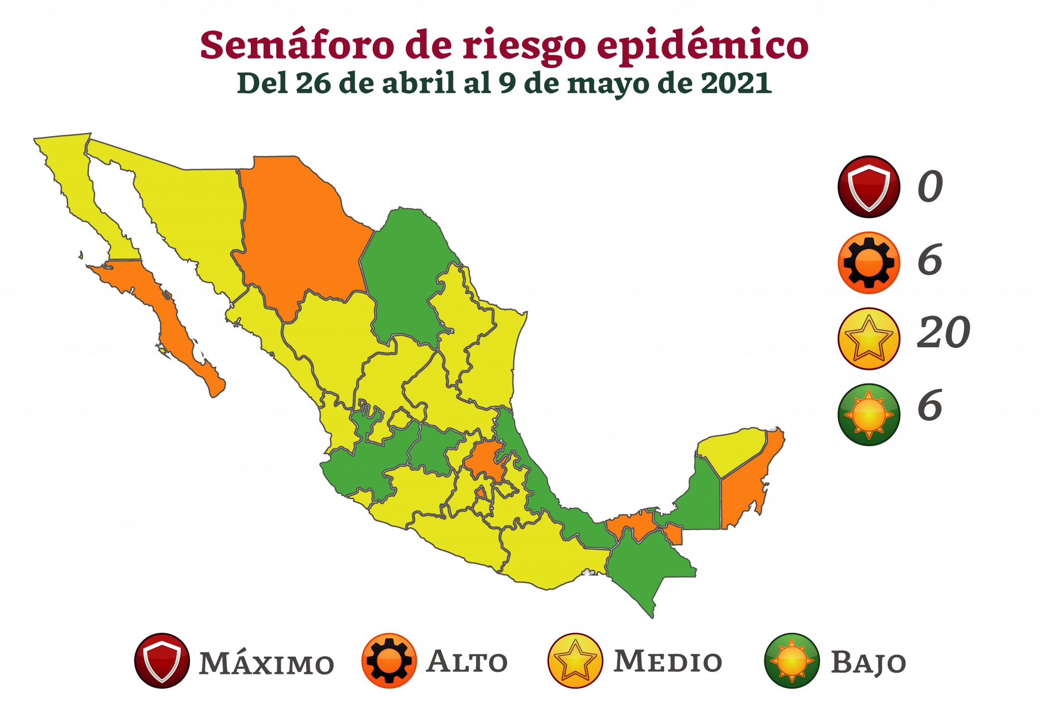 Estos son los seis estados en verde en el Semáforo de riesgo COVID ...
