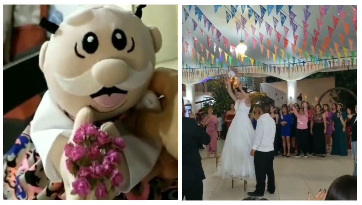 VIDEO | Novios lanzan peluches de Dr. Simi en su boda en lugar de ramo ...