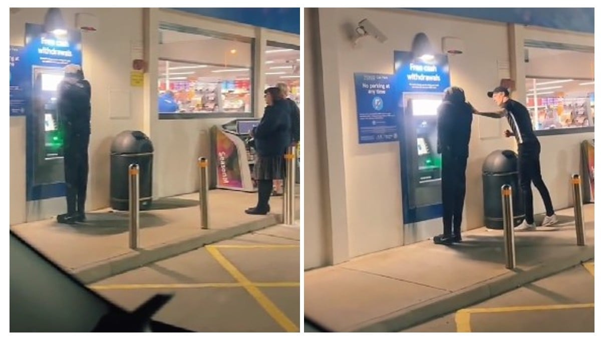 Ponen un maniquí en un cajero automático y las personas se forman para ...