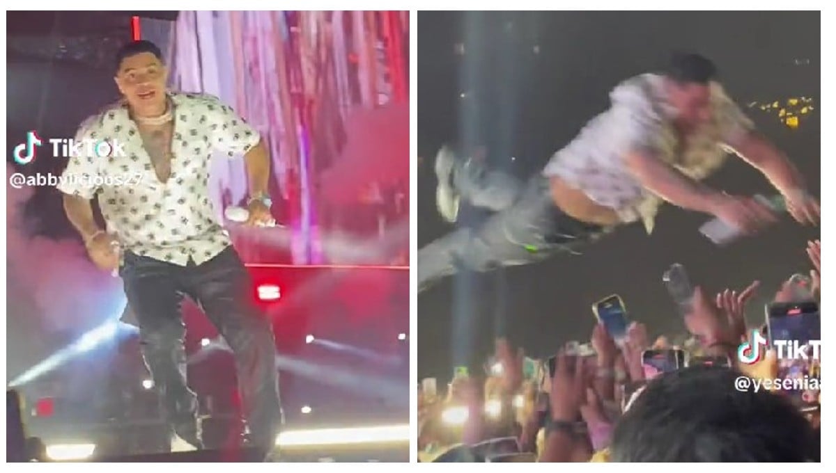 Eduin Caz se lanza al público en un concierto y nadie lo cacha | Quinto ...