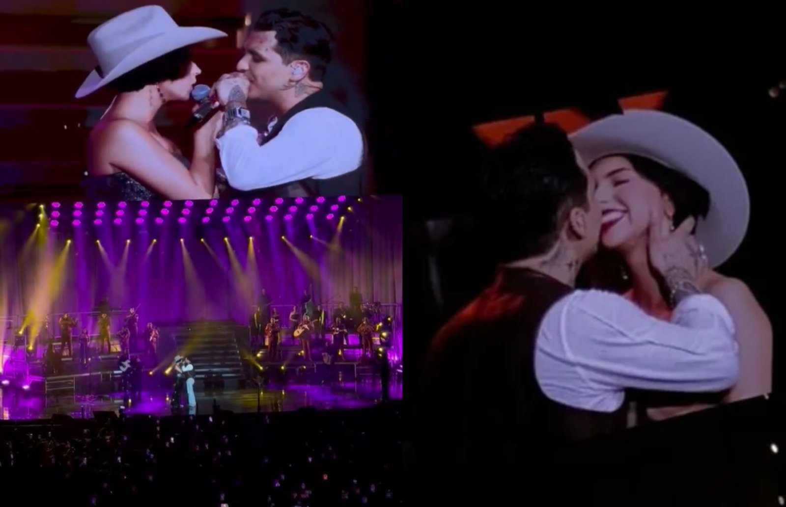 Christian Nodal y Ángela Aguilar ya no ocultan su amor; se besan en pleno concierto |VIDEO ...